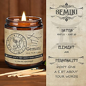 Gemini Astrology Gifts for Women, Don't Give A. Gemini Candle Gifts Decor, May & June Birthday Candles for Sister, Best Friends - Gardenia Scented Candle, 9 OZ