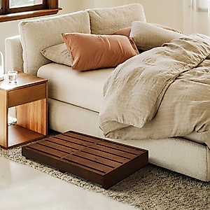 Koretech Outdoor Steps 3.5'' Height, Wooden Step Stool with Non Slip Pads, Step for Outside, Safety Stepping Stool for Bathroom, Kitchen, Bed (Walnut Color)