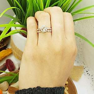 Dazzlingrock Collection 5.5 MM Cushion Morganite & Round Diamond Ladies Halo Wedding Ring Set in 14K Rose Gold, Size 9