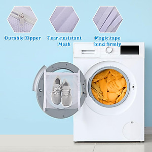 3PCS Sneaker Dryer Bag Mesh Dryer Bag for Sneakers with Zipper & Strap Reusable Shoe Holder for Dryer,15.3×14.7“,White