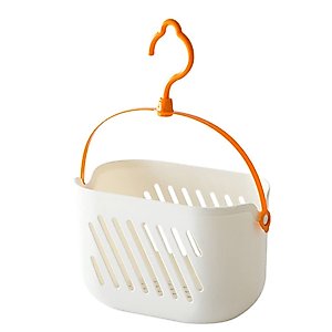 DOITOOL Hanging Shower Caddy Plastic Hanging Shower Basket Portable Kitchen Organizer Storage Basket with Hook for Home Bathroom Kitchen, White Plastic Shower Caddy Basket