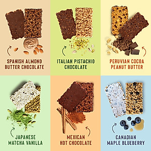 Mezcla Vegan Chocolate High Protein Bars, Gluten Free, Plant Based, Non GMO, No Dairy, 10g Protein, Healthy Snacks, 6 Flavor Variety Pack (8 Bars)