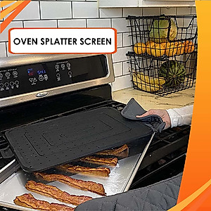Beckon Ware | USA | Multi-Use Oven Safe Baking Mat & Splatter Screen for Frying Pan - 17.5 x 12 Inch