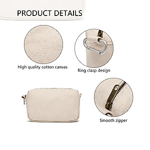 YONBEN Organizer Bag -Lightweight Cosmetic Bag with Ring Clasp, Perfect Travel Makeup Bag for Women,nylon Stand Up Design (Beige/Canvas)
