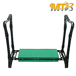 MTB Heavy Duty Folding Garden Kneeler and Seat for Weeding and Portable Garden Stool Seat with Bonus Tool Pouch, EVA Kneeling Pad