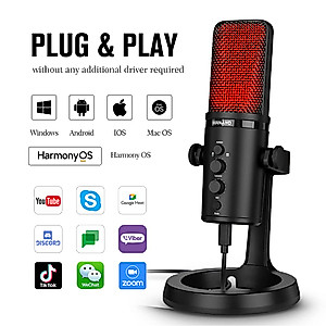 MANAYO USB Condenser Microphone for Recording, podcasting, Streaming and Gaming. Professional USB/USB-c mic for Computer, Laptop, Phone and Mac, Plug and Play, Cardoid & Bi-Directional Mode.