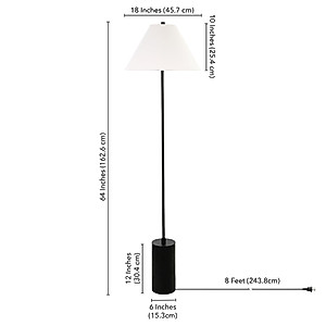 Somerset 64" Tall Floor Lamp with Fabric Shade in Blackened Bronze/White