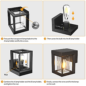 LityMax Carriage Traditional Outdoor Wall Light Fixture LED Bronze Black Clear Bubble Seedy Glass Exterior Wall Lanterns House Porch Patio Outside Deck Garage Front Door Garden Home, Bulb Included