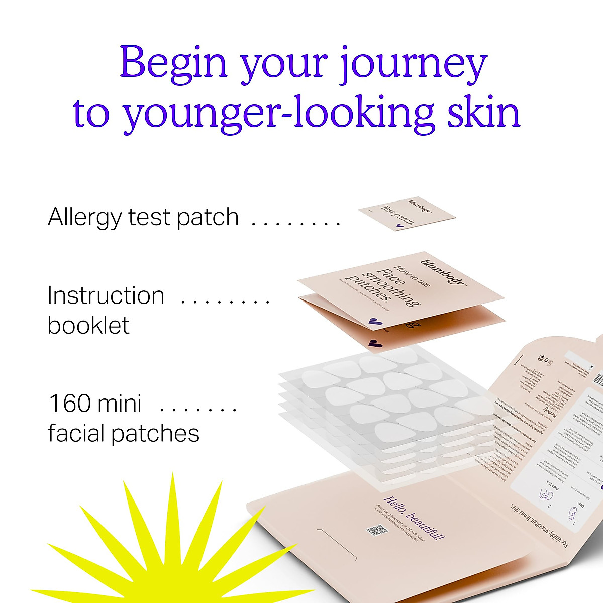 BLUMBODY Face & Forehead Wrinkle Patches - Mini Anti Wrinkle Facial Patches to Smooth Eye, Mouth, Forehead Wrinkles - Non-Silicone Face Tape for Fine Wrinkles between Eyes & Face - 160 Face Patches