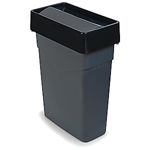 Carlisle FoodService Products TrimLine Plastic Rectangle Waste Container, 15 Gallons, Grey