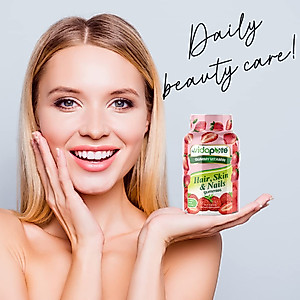 MYVIDAPURE Hair Skin Nails. Biotin, MSM, Vitamin D3, Collagen, Hydrolyzed Keratin, Vitamin A, Riboflavin, Natural Strawberry Flavor, Color Non GMO, Gluten Free (60 gummies)