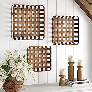 Barnyard Designs Tobacco Baskets Rustic Vintage Farmhouse Nesting Trays, Set of 3