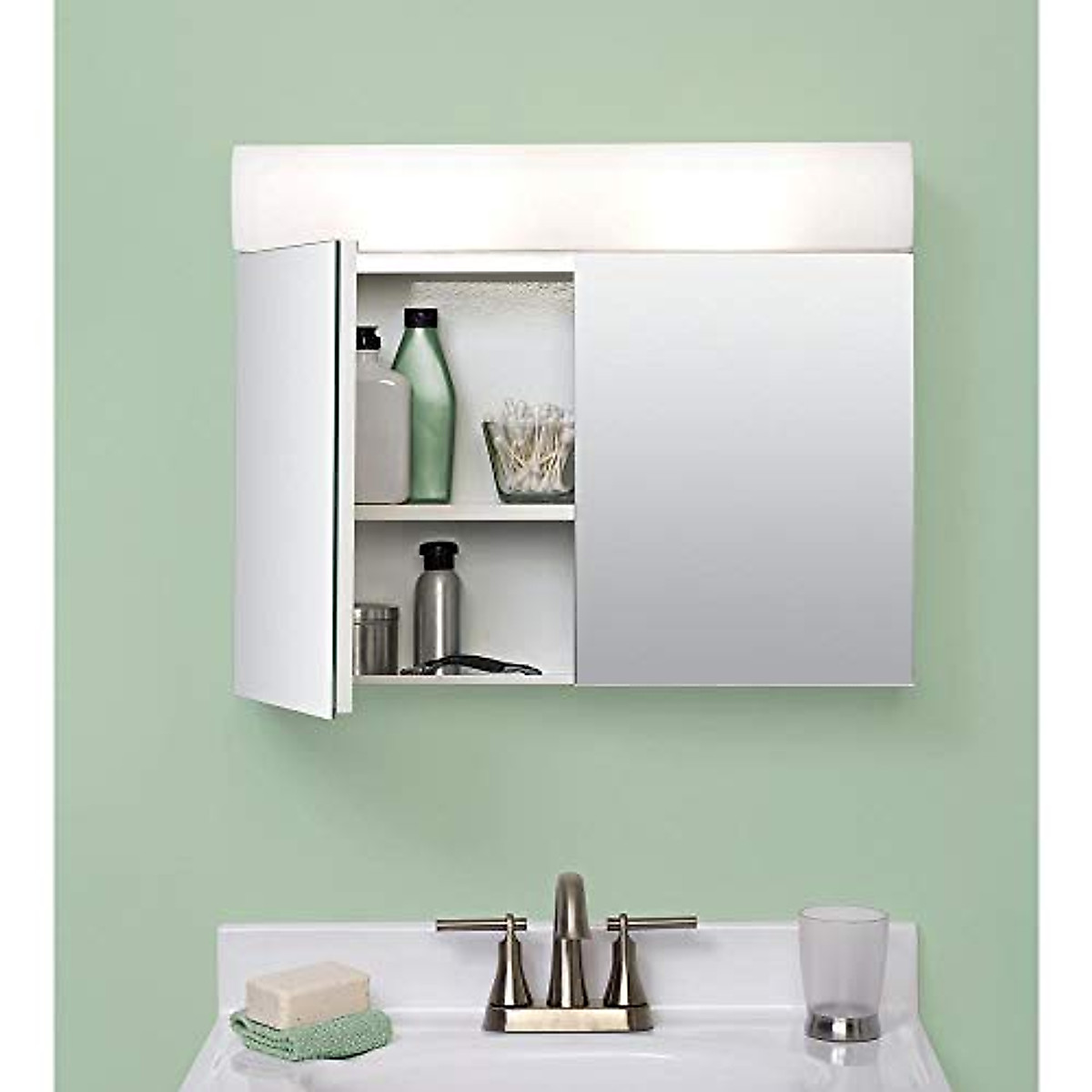 Zenith 23.25 in. W x 18.63 in. H x 5.88 in. D Surface Mount Lighted Frameless Bi-View Medicine Cabinet in White