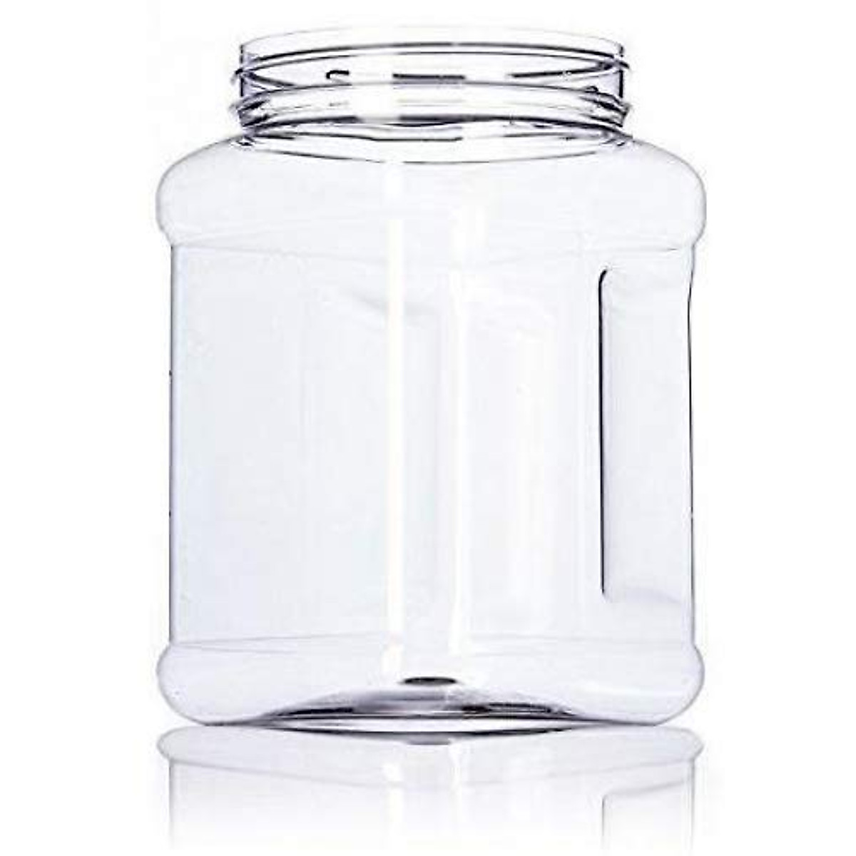 Clear Food Grade PET Plastic Square Grip Storage Jar w/ Cap | 64 Fluid Ounces 7-8 Cup Storage Capacity | BPA Free USA Made | by Pride Of India