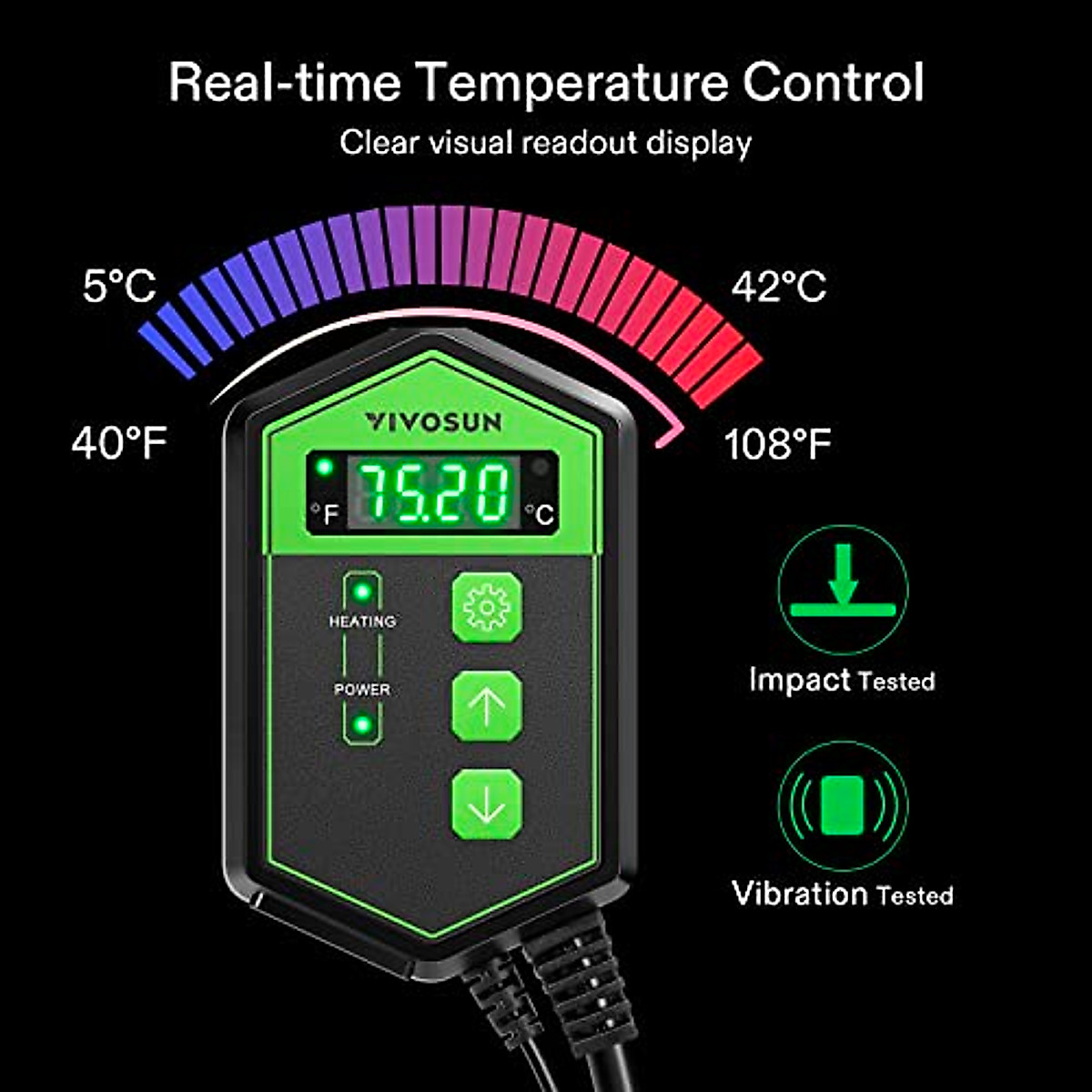 VIVOSUN Reptile Heat Mat and Digital Thermostat Combo