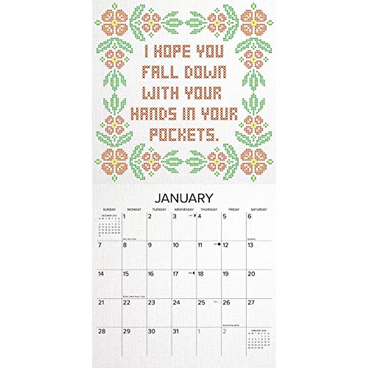 Willow Creek Press Bitchin' Cross-Stitchin' Monthly 2024 Wall Calendar (12" x 12")