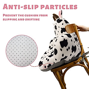 QYA Computer Chair Cushion Cow, Cute Desk Seat Cushion with Backrest Non-Slip, Kawaii Chair Pillow for Gamer Chair, Comfy Chair Cushion for Bedroom (32"x 18")