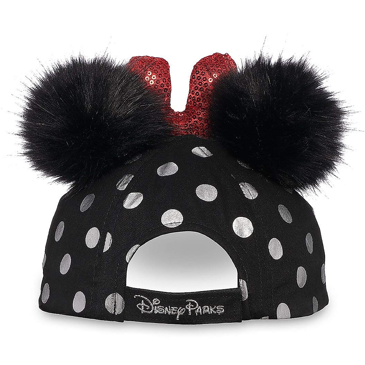 Disney Minnie Mouse Polka Dot Pom Pom Baseball Cap with Bow Black
