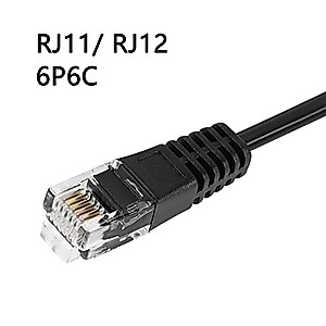 CERRXIAN 1FT Phone Cord RJ11 / RJ12 6P6C Male to Female Panel Mount Waterproof Extension Cable Compatible with Data and Voice