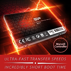 Silicon Power/Marvell Controller 240GB S57 (SLC Cache Performance Boost) SATA III Internal Solid State Drive- Free-download SSD Health Monitor Tool Included (SP240GBSS3S57A25AE)