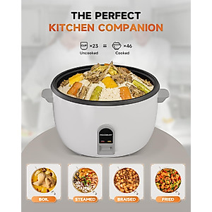 MOOSUM Commercial Rice Cooker, Large Capacity 23-Cup (UnCooked), 46-Cup (Cooked) with One Touch Operation and 12-Hour Keep Warm,Easy to Use and clean,1600W