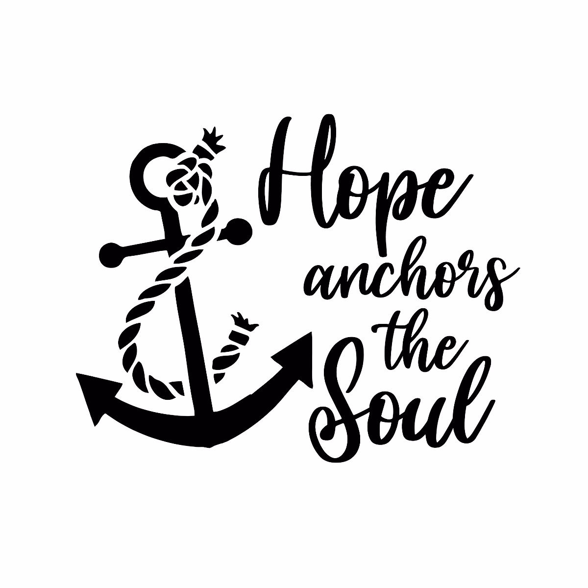 Hope Customized Vinyl Wall Decal - Customized Nautical Inspirational Quote - Hope Anchors The Soul With Anchor Silhouette - Home Decoration for Family Room, Nursery, Bedroom, or Beach House - Removable Sticker