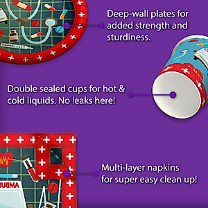Medical- Doctor & Nurse Birthday Party Supplies Set Plates Napkins Cups Tableware Kit for 16