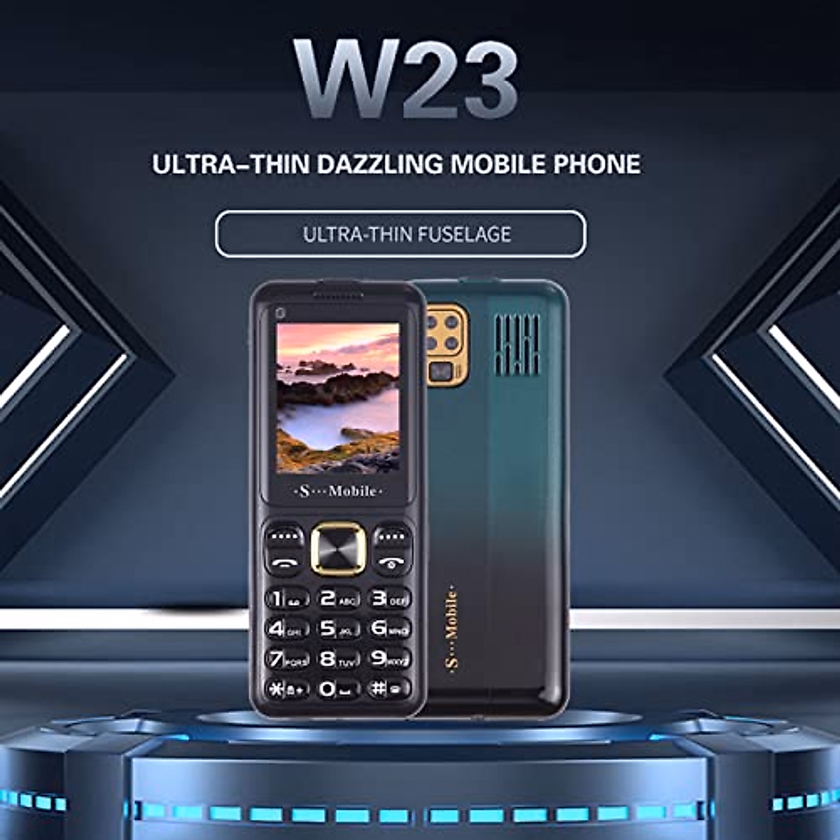 Heayzoki W23 Ultra Thin Mobile Phone for Seniors Kids,2G Unlocked Cell Phone,Supports 3 Card 3 Standby,Large Button Large Keyboard Design,Support MP4, MP3,Bluetooth, Camera,etc((Green US Plug))