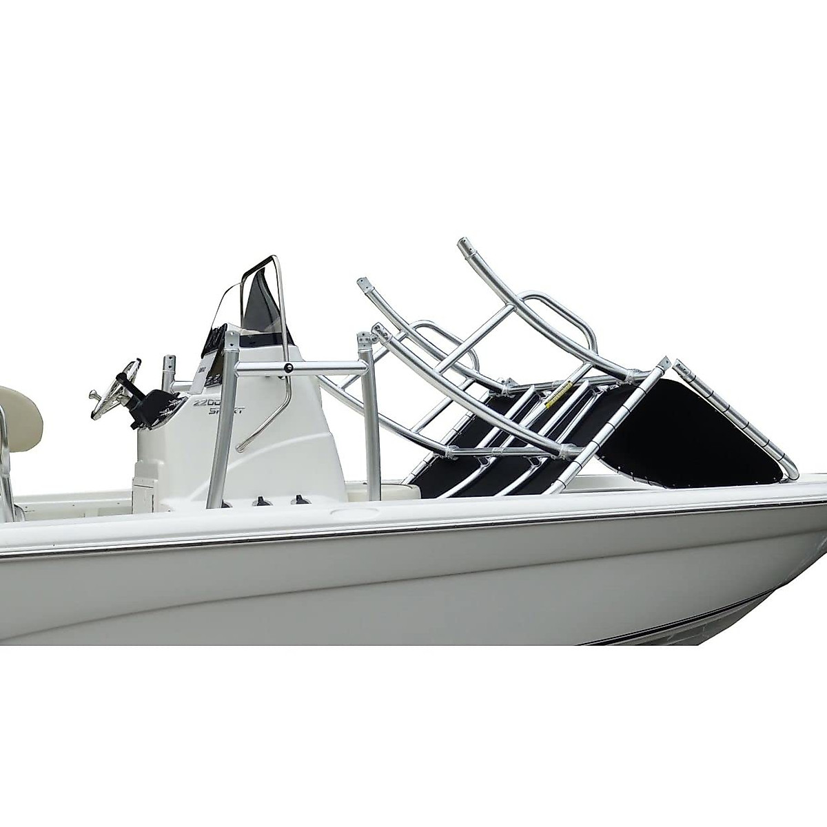 Fishmaster Pro Series Boat T-Top for Center Console Fishing Boats - Universal Fit - Polished and Anodized - Grey Top
