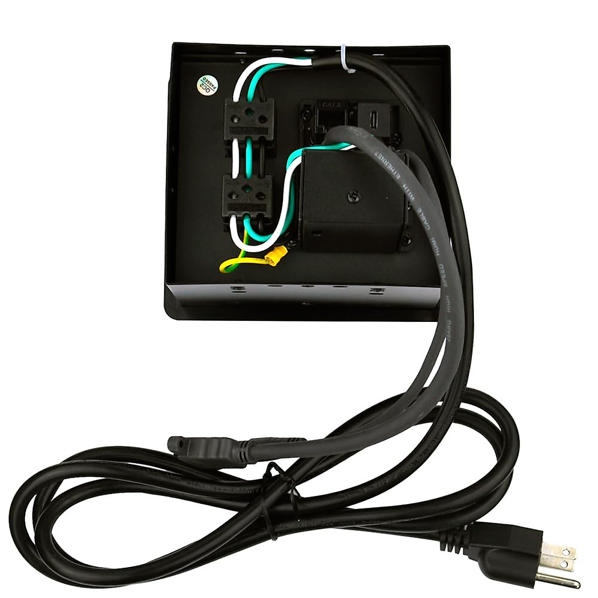 Tabletop Brush Flip Connectivity Box with 2 AC Power + 2 USB Charger + HDMI + 1 3.5mm Audio + USB-C Data + RJ45(cat6) for Conference Room (Black)