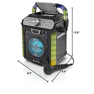 Singing Machine SML682BTBK Groove Cube Karaoke Player with Bluetooth and Echo Control, Battery Powered, Black