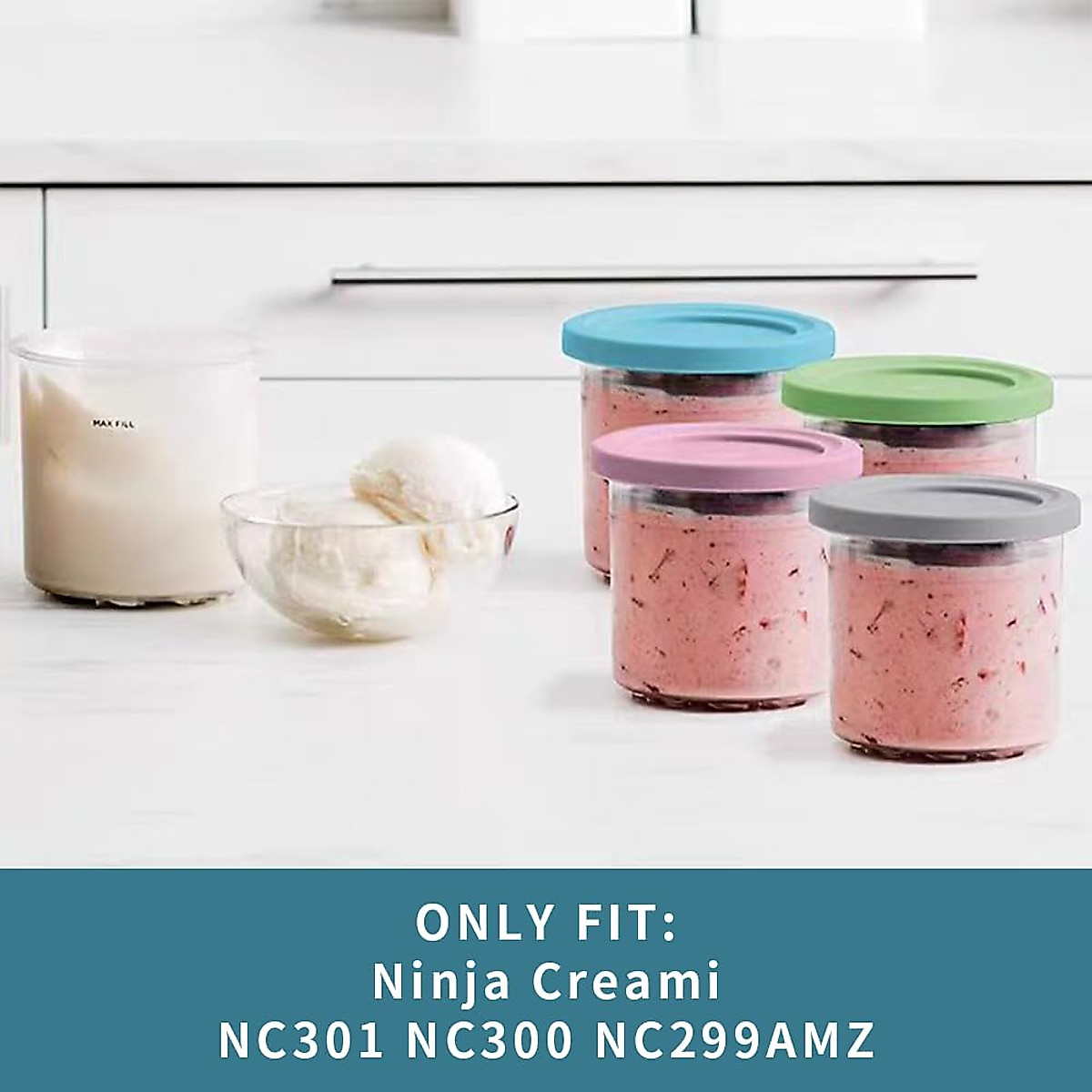 Noble Hydric Ninja Creami Pints And Lids - 4 Pack Ninja Creamy Pints Containers Nc301 Nc300 Nc299amz Series Ninja Creami Pints Safe Series Creamer Ninja Creamy Pints