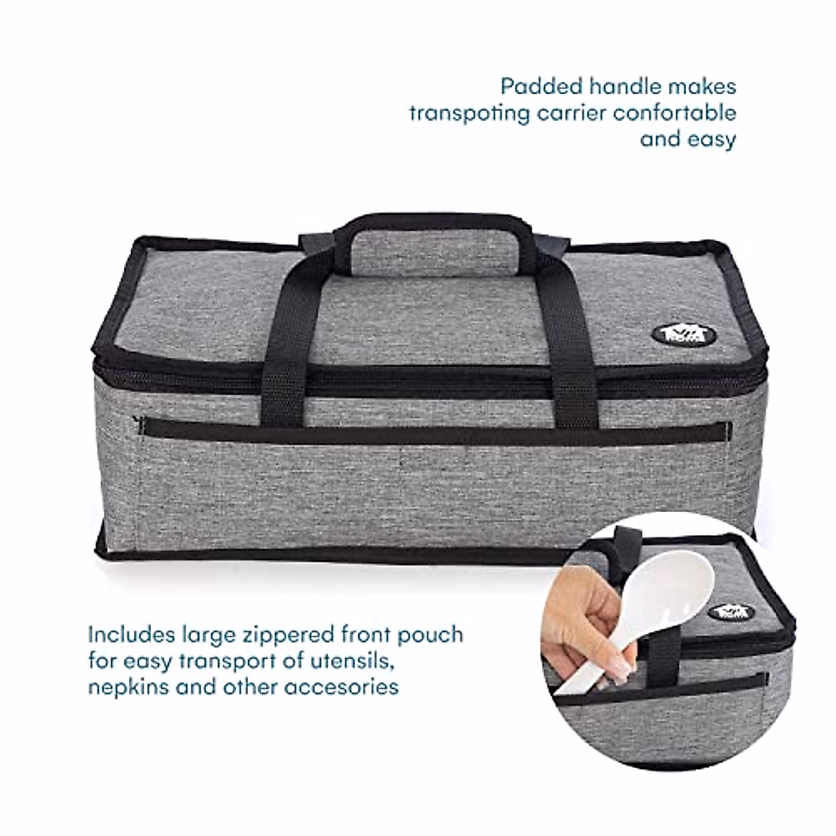 VP Home Insulated Casserole Carrier Travel Bag (Heather Gray) for Trip, Birthday Party, Mother's Day, Grocery Store, Supermarket, Outdoor Picnic etc.