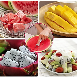 Generic 1 Pcs 2-in-1 Stainless Steel Fruit Cutter, Watermelon Slicer Cutter, Watermelon Fork Slicer Cutter Slicer Tool, Dual Head Fruit Forks Slicer Knife for Home Kitchen Gadget, 0.01, Silver