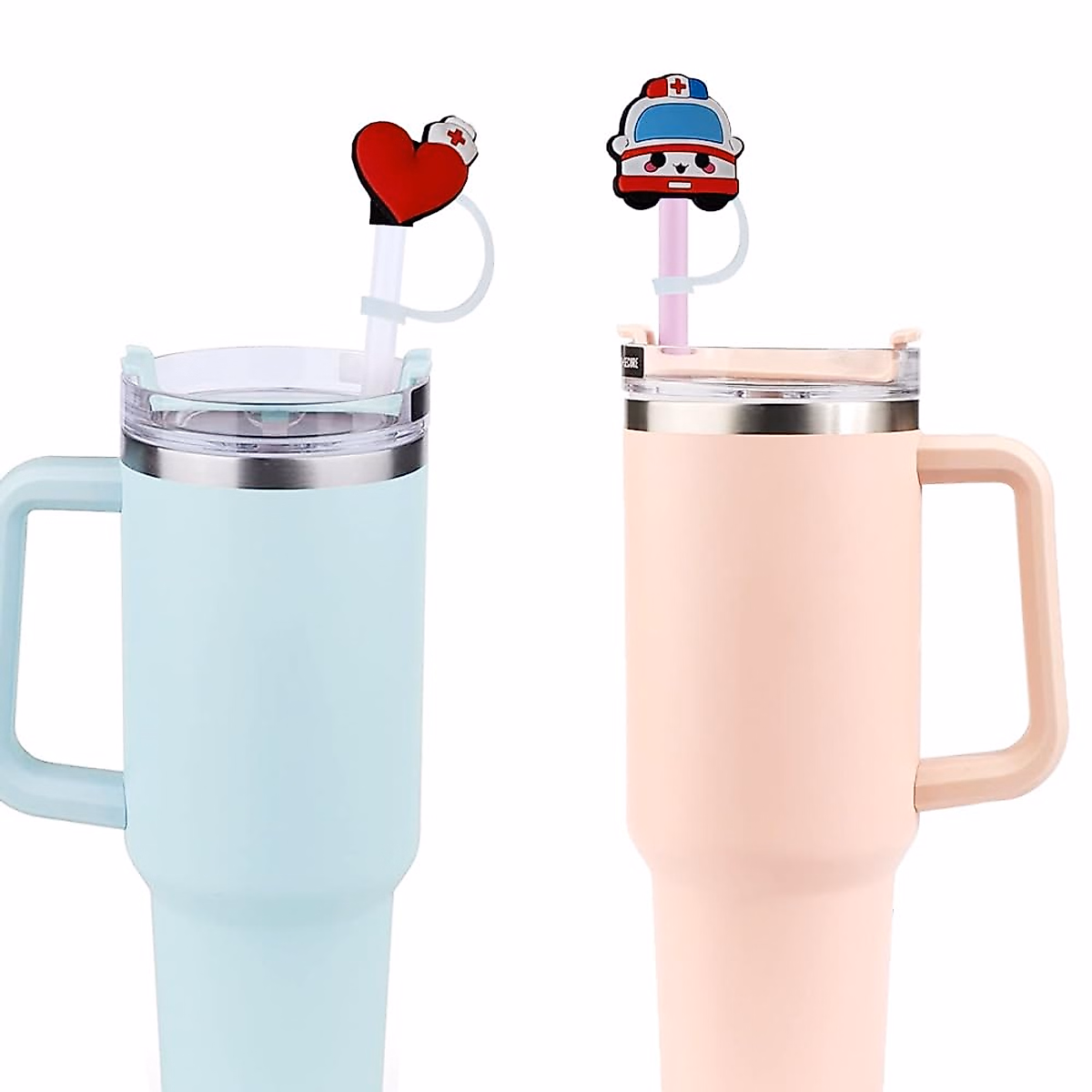 Cute Cartoon Kids Straw Tips Covers,Food Grade Reusable Silicone Straw Tip,funny Straw Covers Cap Plugs,Anti-dust Soft Straw Toppers Drinking Straw Tips Lids for 6-10 mm