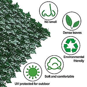 Cliselda 118x39.4in Privacy Fence Screen, Artificial Ivy Fence Covering Privacy Expandable Faux Privacy Fence, Hedges Fence and Faux Ivy Vine Leaf Decoration for Outdoor Garden Decor
