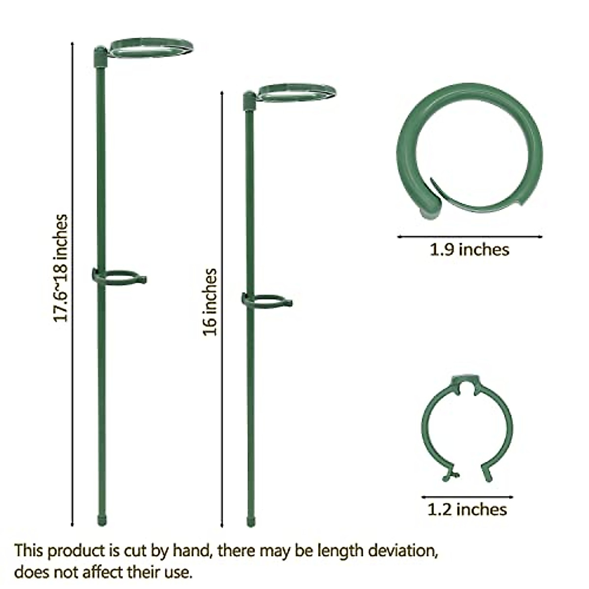 Plant Stakes,Plant Support Stakes with Rings for Indoor and Outdoor Plants.MIALEXO 19Pcs Plant Support Sticks Suitable for Potted Plant Flowers Tomatoes Peony Lily Rose (17.6-18inches)