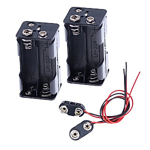 Hilitchi 2set Thicken Battery Holder for 4 x AA with Standard Snap Connector and Hard Plastic Housing T Type Wire