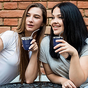 4oz Stackable Cup, Vacuum Insulated Espresso Coffee Cup Set of 2, Espresso Shot Glass, Double Wall Stainless Steel Mini Tumbler Shot Glasses with Straw and Lid