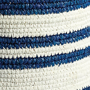 MY SWANKY HOME Set 2 Large Coastal Casual Blue White Stripe Tall Hamper Tote Baskets Handles