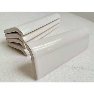 Bright White Arctic 2x6 in Ceramic Tile Mud Cap Bullnose Trim Edge 2 x 6 inch Mudcap Daltile Color 0190 Box 5 Piece
