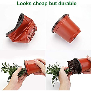 MIXC Plant Nursery Pots with Humidity Dome 4" Soft Transparent Plastic Gardening Pot Planting Containers Cups Planter Small Starter Seed Starting Trays for Seedling with 10pcs Plant Labels，30 Sets