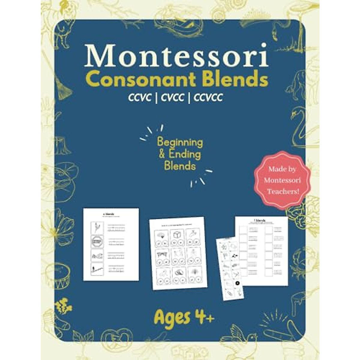 Beginning Blends Workbook | Initial Consonant Blends | Montessori Friendly: Tracing, Cut & Paste, Writing, Review