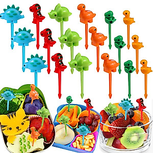 Dinosaur Food Picks for Kids, 18pcs Mini Dinosaur Toddler Fruit Picks, Cute Bento Picks for Lunch Box Decor Accessories