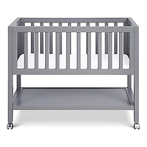 DaVinci Archie Portable Bassinet in Grey, Removeable Wheels, Greenguard Gold Certified