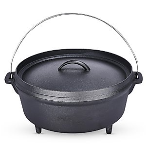 Bruntmor 5 Qt Camp Dutch Ovens Set - Black: Experience high-performance cooking with this versatile and durable 3-piece set, including a pot, lid, and 9" meat rack/trivet. - 13 x 13 inch