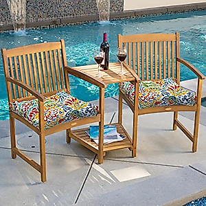 LVTXIII Indoor/Outdoor Square Tufted Wicker Seat Cushions Pack of 2, Patio Decorative Thick Chair Pads Seat Cushions Set for Patio Garden Home, 19”x19”x5”, Paisley Multi