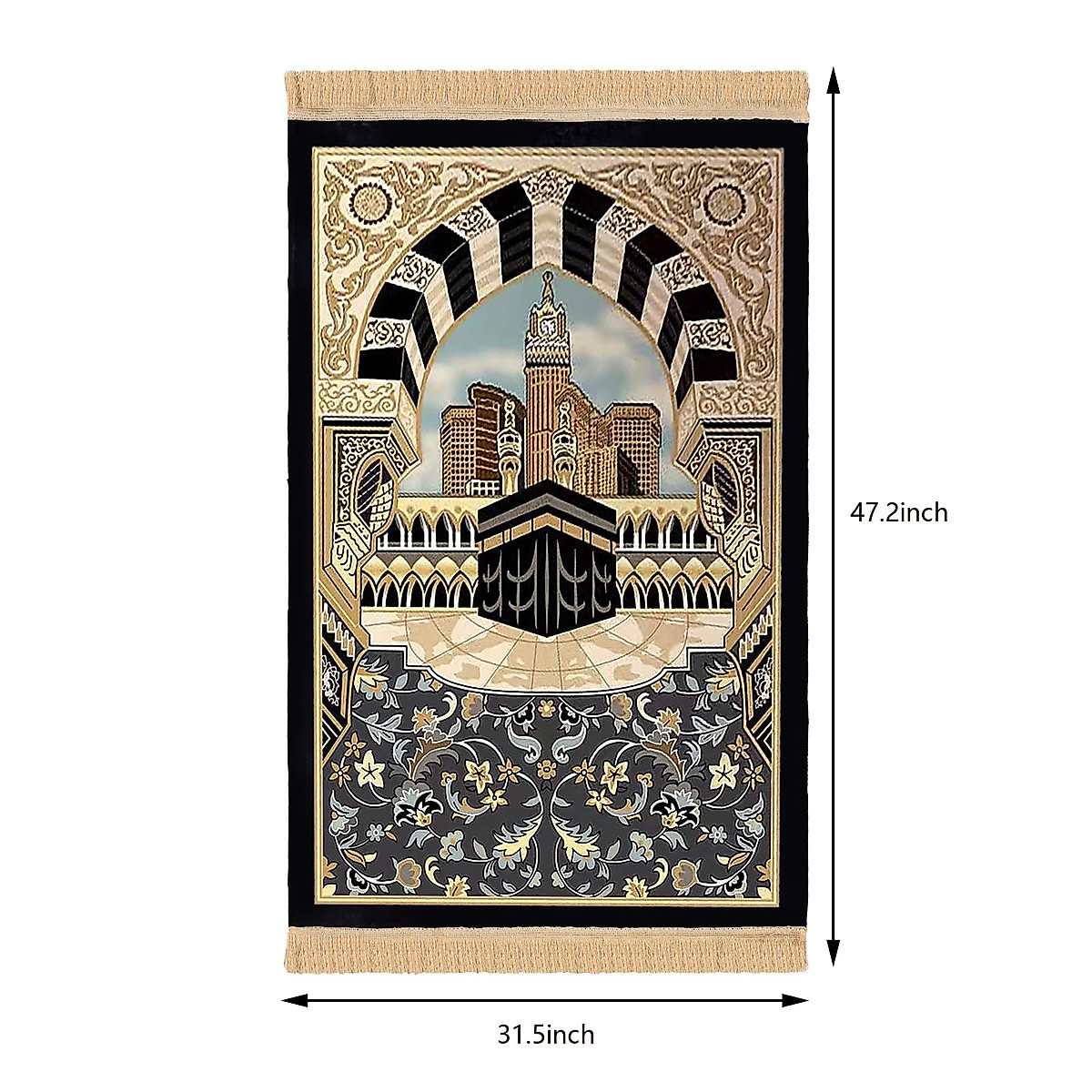 Thick Padded Muslim Prayer Rug Traditional Patterns Islam Prayer Mat with Tassels, Comfort Kneel Floor Carpet Islamic Namaz Rug Praying Mat Home Decor, Eid Ramadan Rug for Men Women Kids