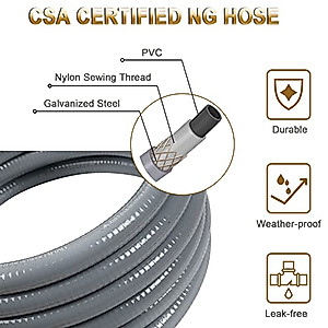12FT 3/4" ID Natural Gas Hose with Quick Connect Fittings for NG/LP Propane Appliances, Grill, Patio Heaters, Generators, Pizza Oven, etc.