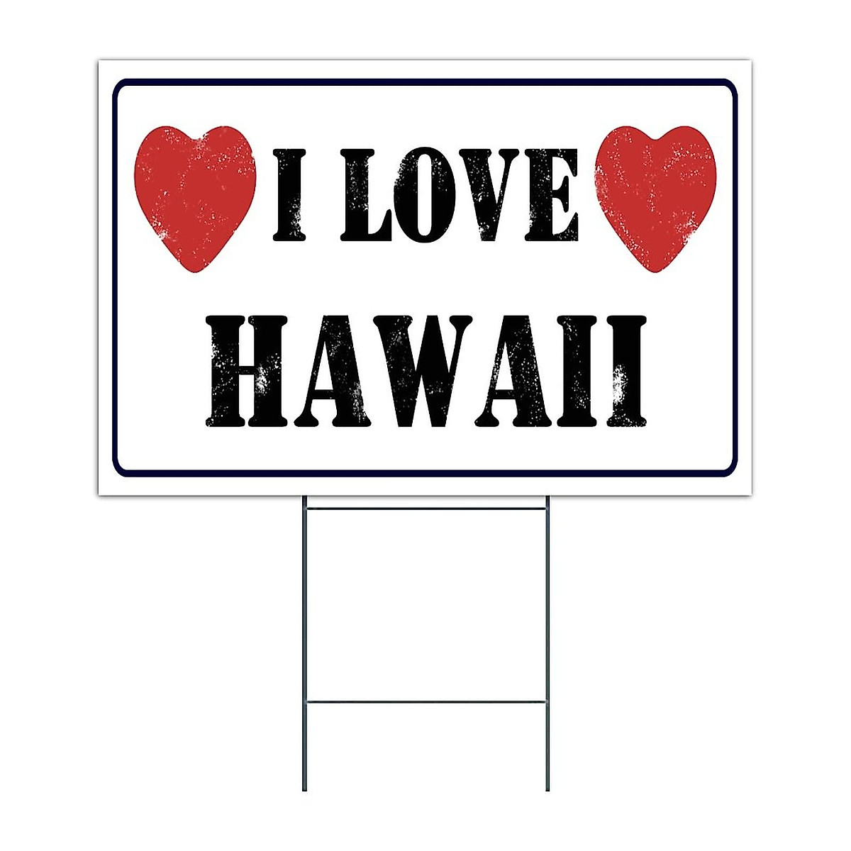Autravelco I Love Hawaii Yard Sign Outdoor Decoration for Construction 12x18 Inch Custom Lawn Signs with Stakes State Pride Patriotic Red Metal Lawn Sign for Rent House